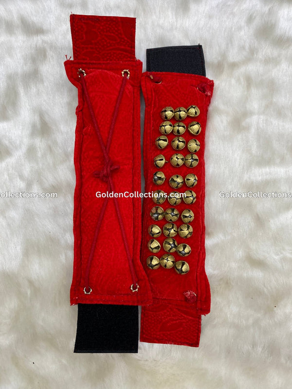 3-Line Red Bharatanatyam Ghungroo Salangai with Strap & Velcro – Golden ...