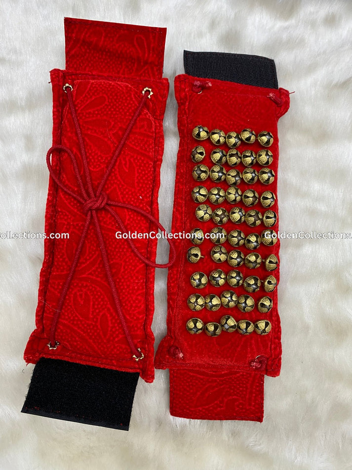 5-Line Red Bharatanatyam Ghungroo Salangai with Strap & Velcro – Golden ...