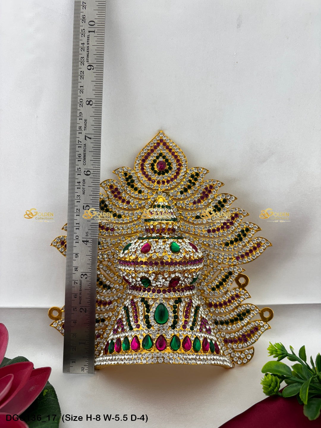 Deity Jwala Stone Crown DGC136 for God Idols – Golden Collections