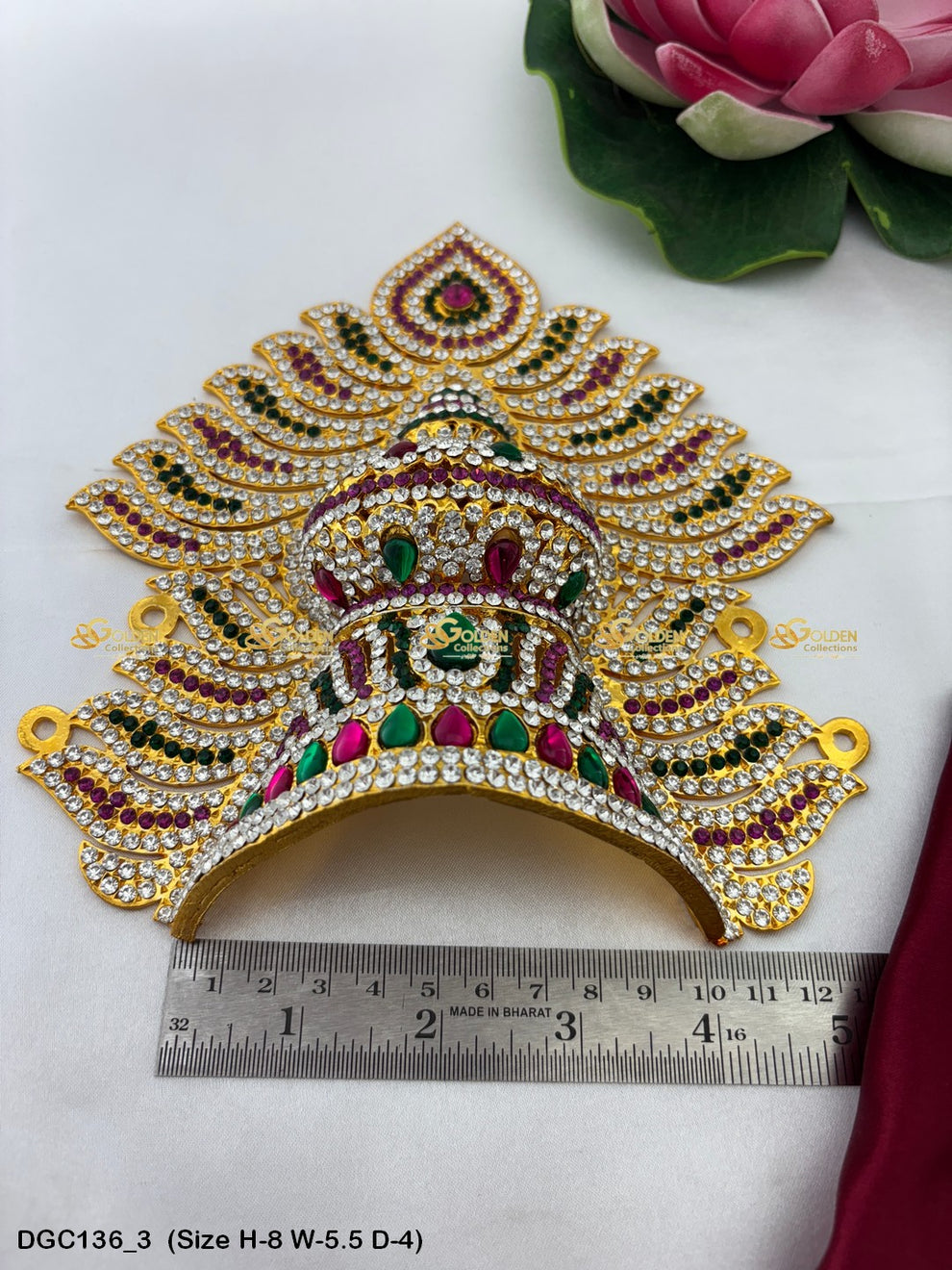 Deity Jwala Stone Crown DGC136 for God Idols – Golden Collections