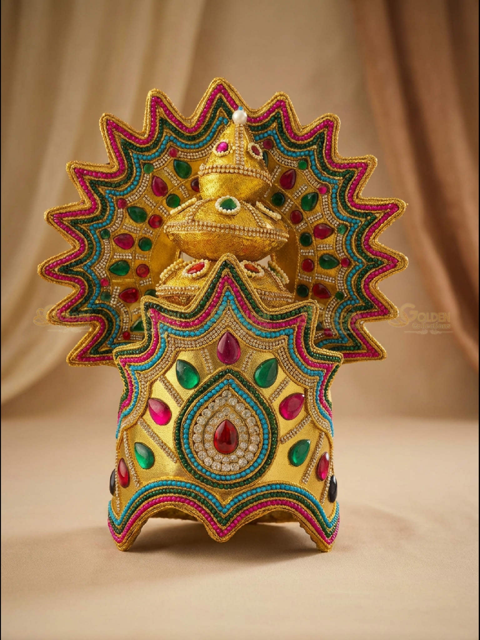 Bharatanatyam Temple Style Drama Crown | Golden Collections