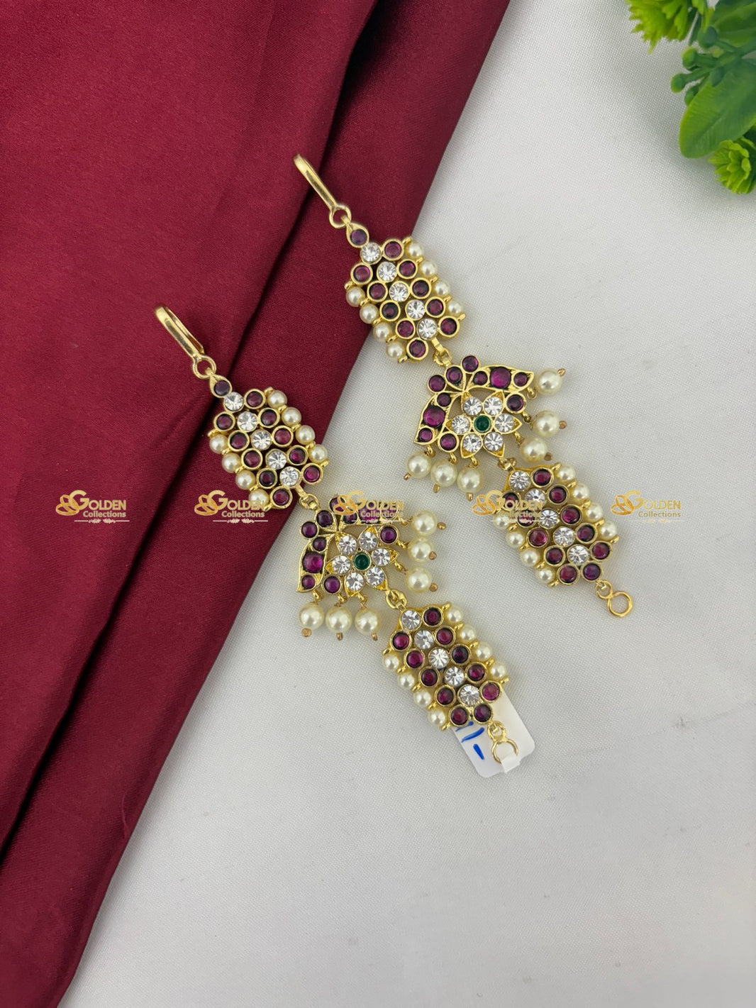 Kemp Mattal Ear Chains | Temple Jewellery for Bharatanatyam & Bridal ...