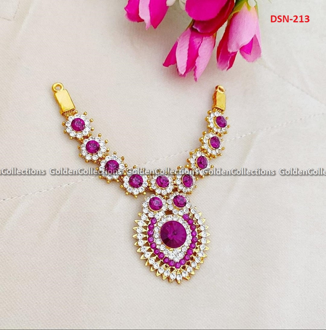 Deity God Goddess Jewellery Short Haram Necklace | Golden Collections