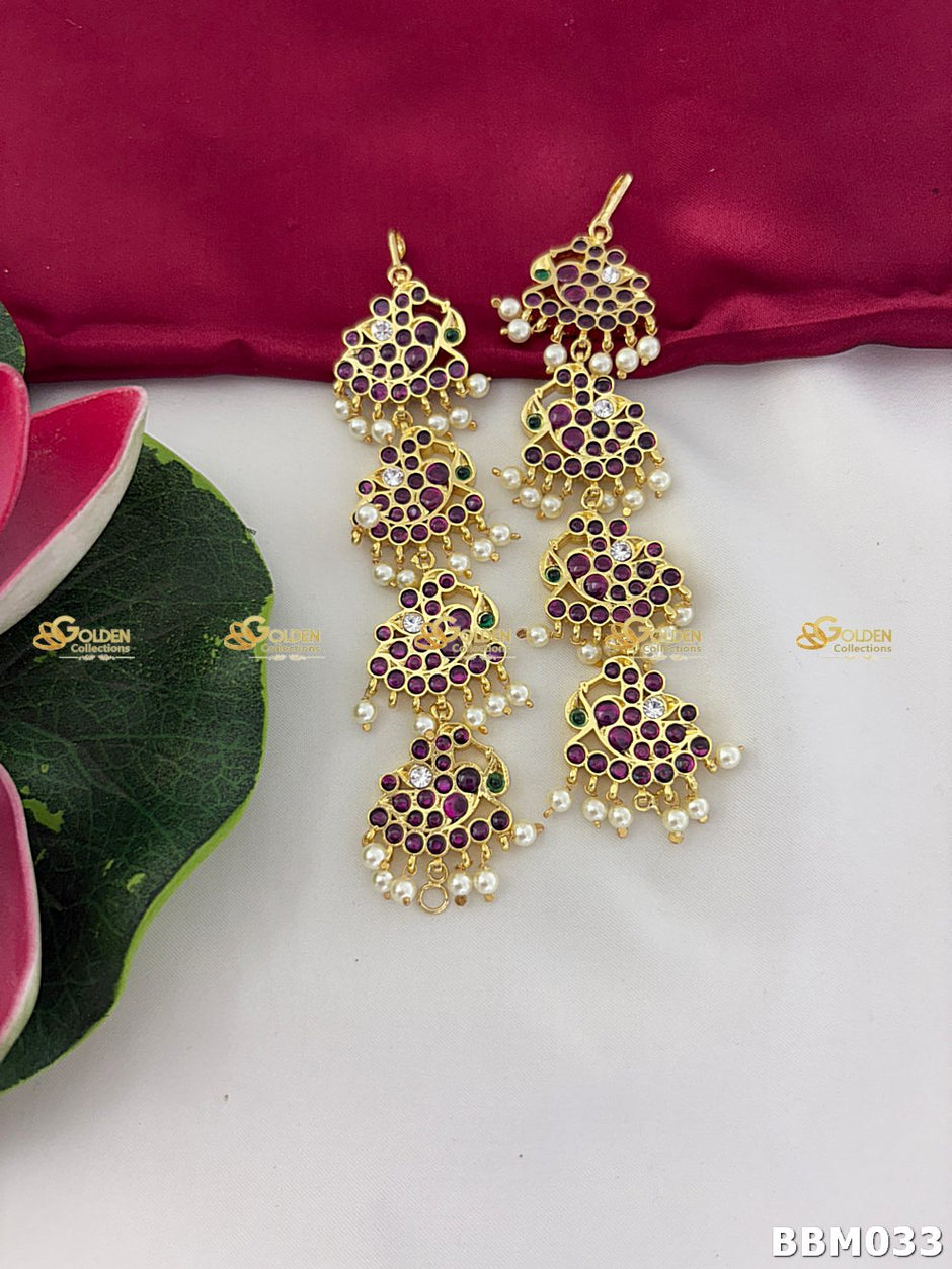 Kemp Mattal Ear Chains | Temple Jewellery for Bharatanatyam & Bridal ...