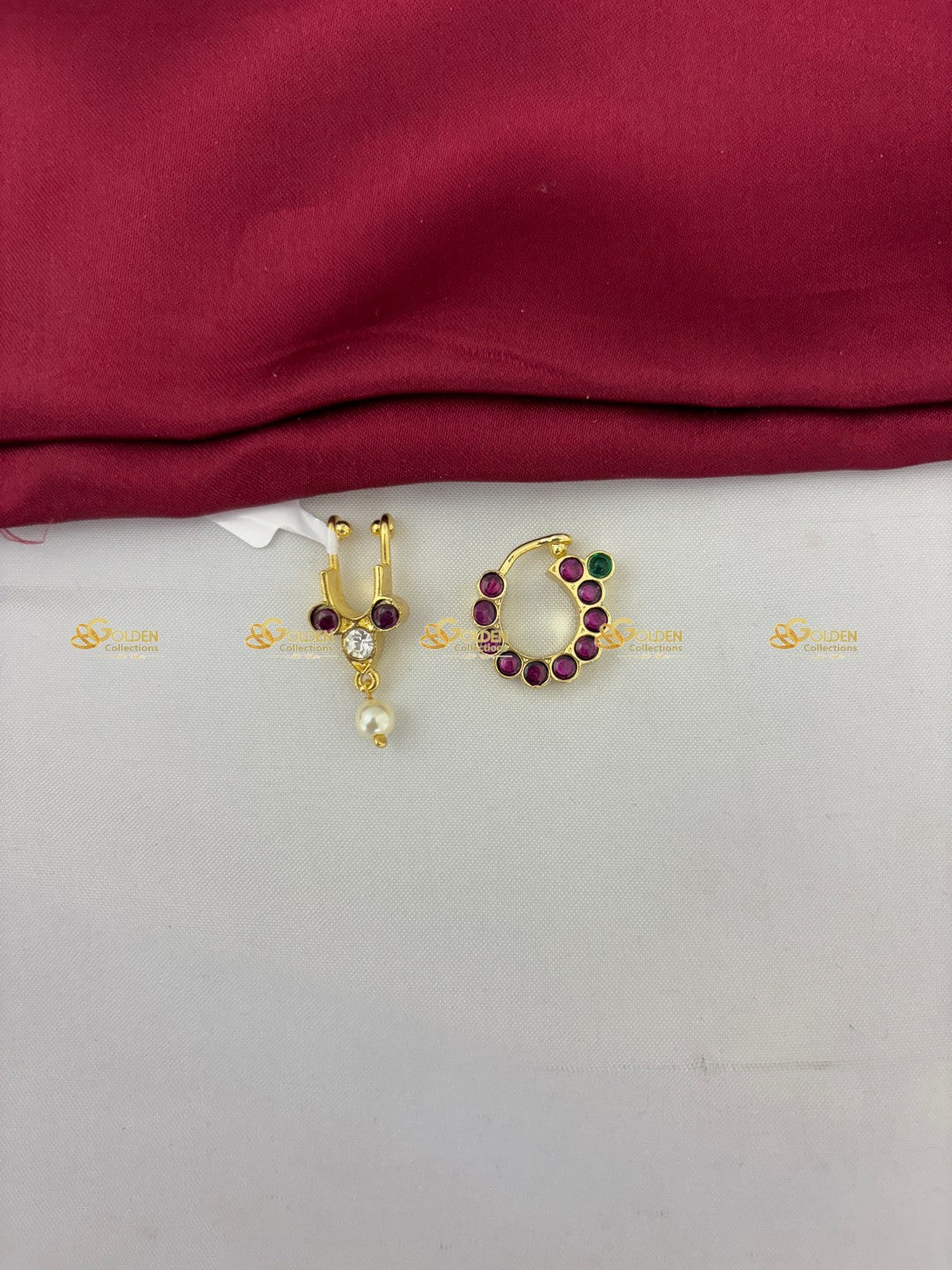 Real Kemp Nath Bulaki(Nose Ring) for Bharatanatyam – Golden Collections